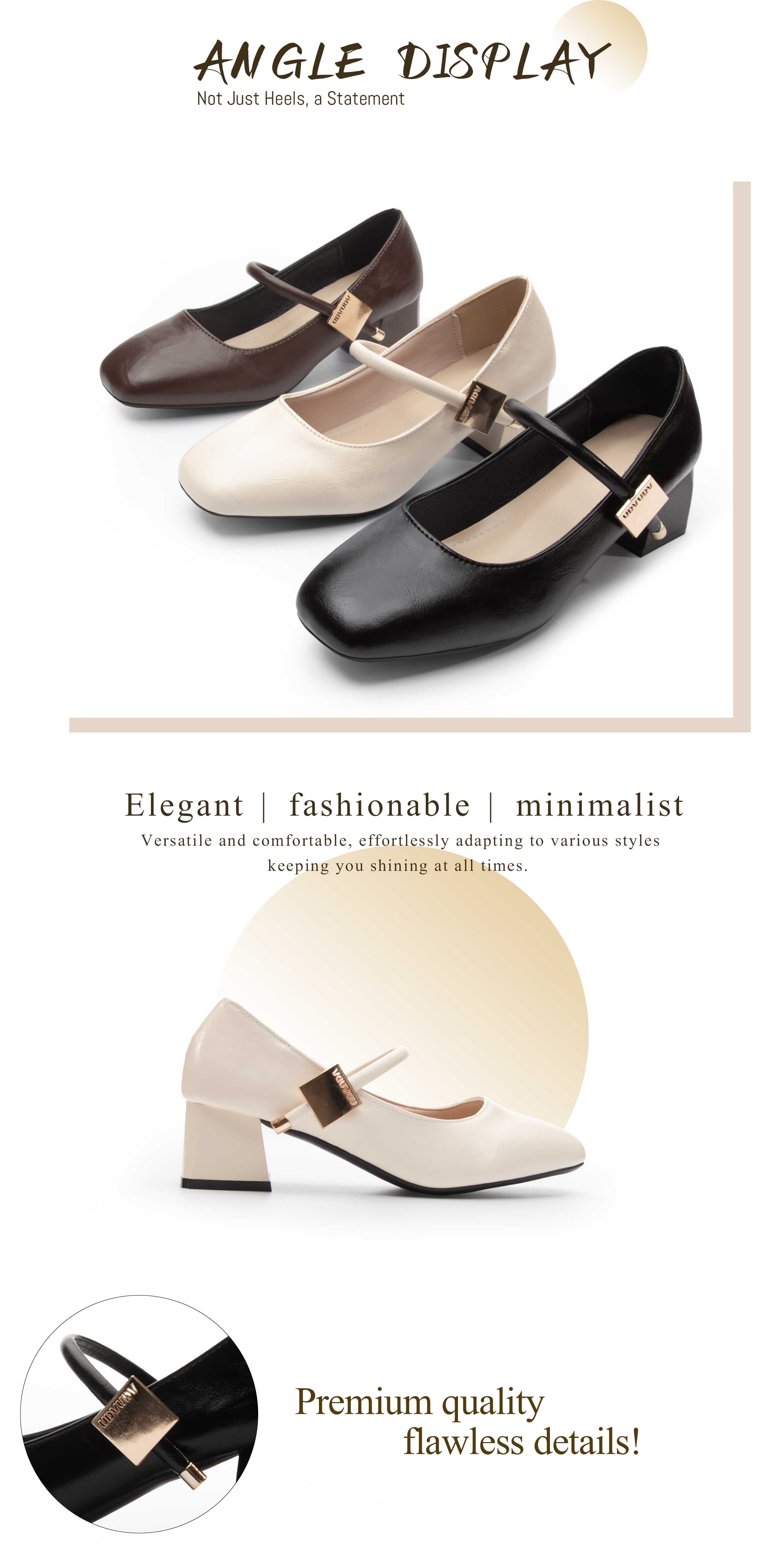 VONICA Brown Mary Jane Shoes with Heels for Women Office Pump | Shopee ...