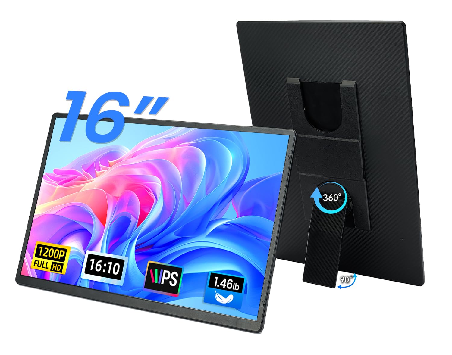 16” portable monitor 1200P IPS HDMI ultra-thin HD laptop extended ...