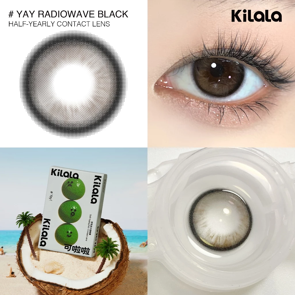 Kilala Contact lens Colorful Natural Soft Lense Yay Radiowave Black 38% ...