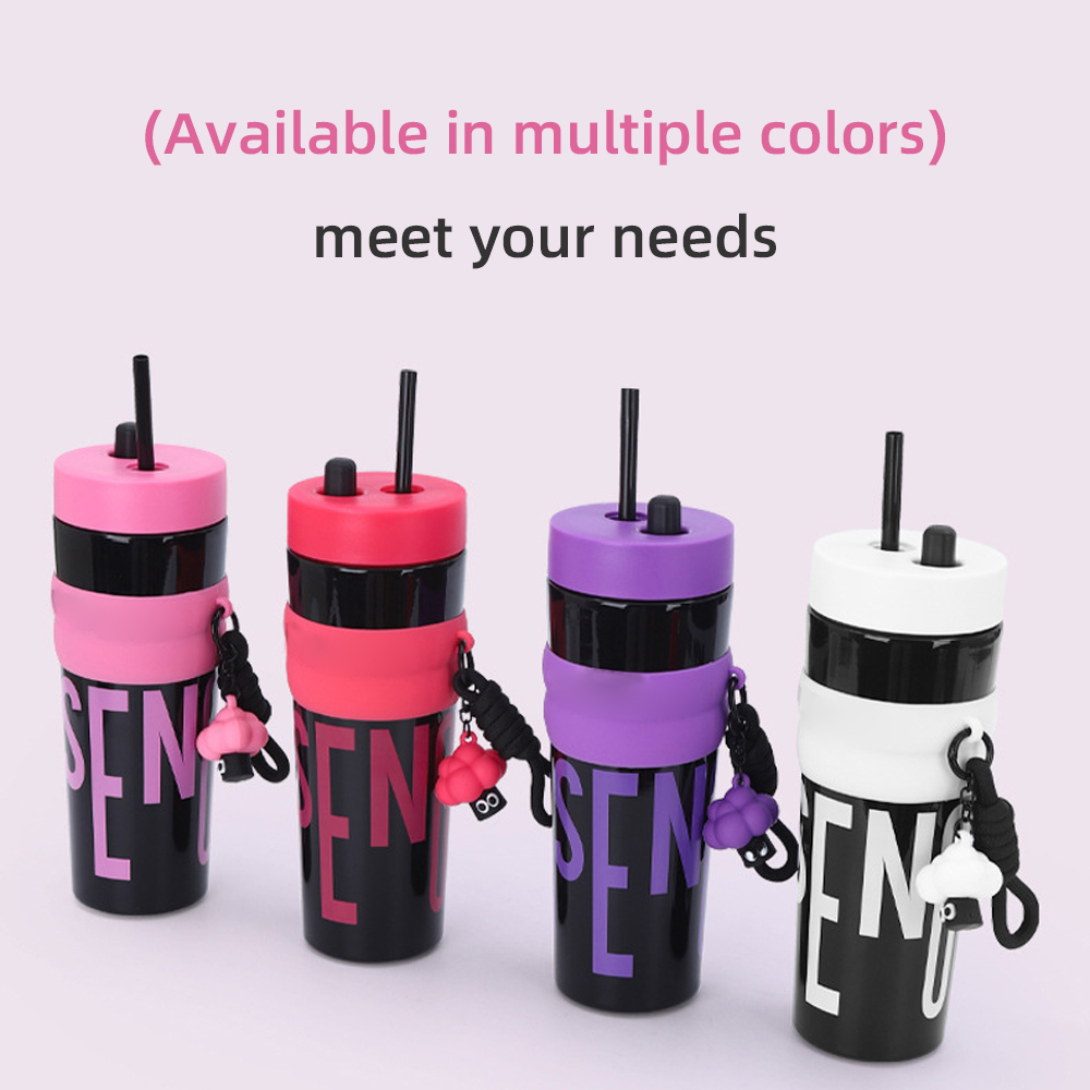 Large Capacity Straw Cup Ice Water Bottle With Handle Portable Dopamine ...