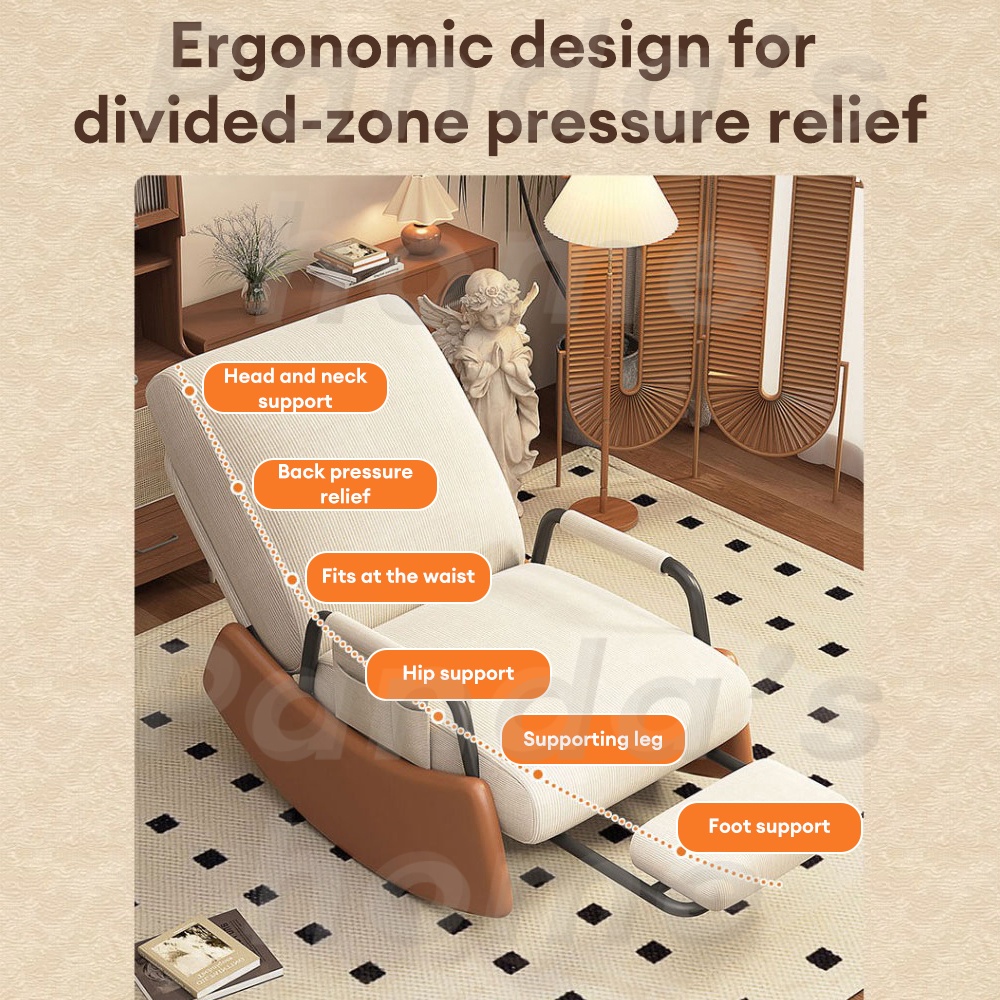 Panda's home Lazy Rocking Chair Adjustable Nordic Bedroom Balcony Nap ...