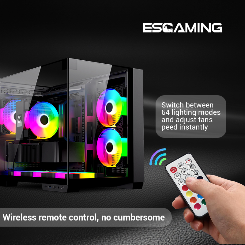 Esgaming 3in 1 kit RGB Case Fan With Hub Control Remote 6Pin 120mm CPU ...