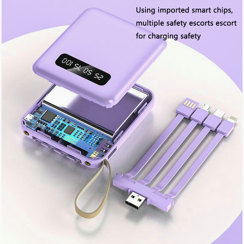 20000mAH Fast Charing Power bank With 4 Cables Cute Mini Powerbank With ...