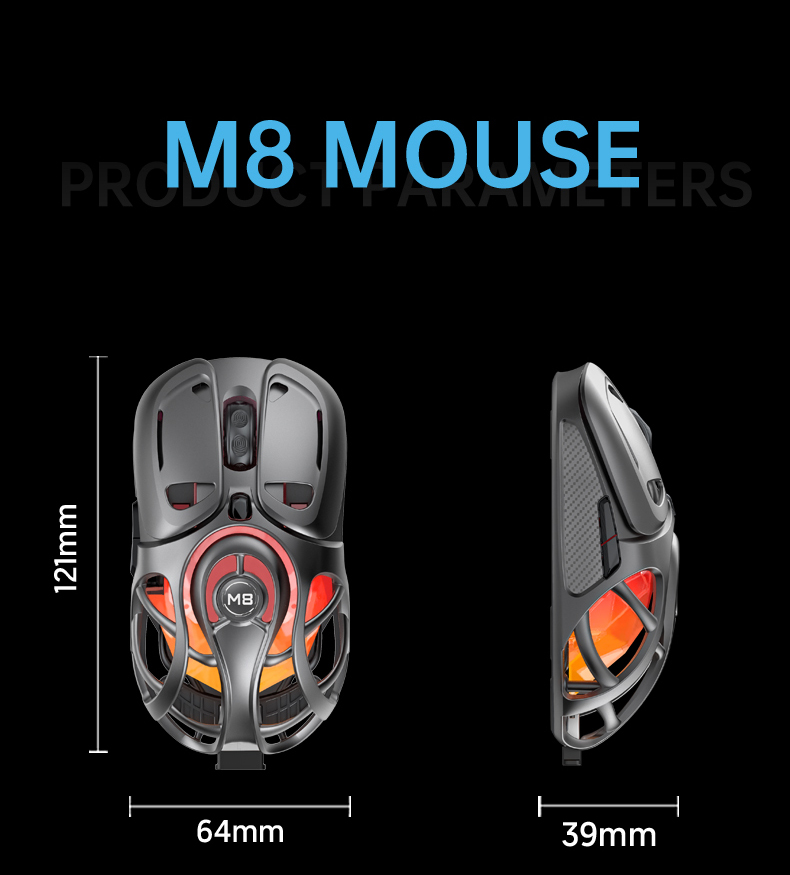 IQUNIX Gaming Mouse 2.4G Bluetooth USB 12000 DPI RGB Backlight ...