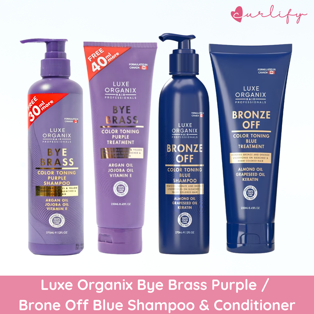 Luxe Organix Bye Brass Purple / Bronze Off Blue Color Toning Shampoo ...