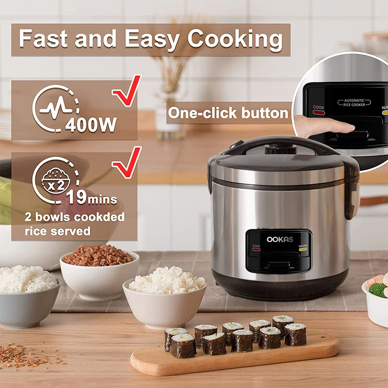 OOKAS Rice Cooker Stainless 4L Large Capacity Standard Multifunctional ...