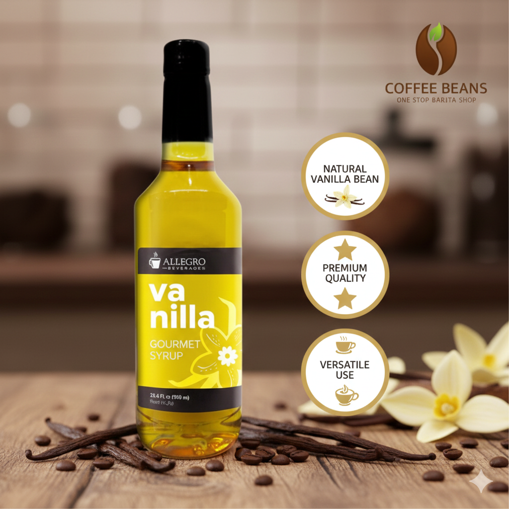 ALLEGRO Vanilla Coffee Syrup 750ml - Authentic Madagascar Vanilla for ...