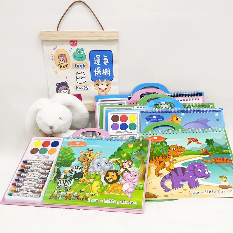 Coloring Book Set With 8 Crayons And Watercolor Educational Toys ...