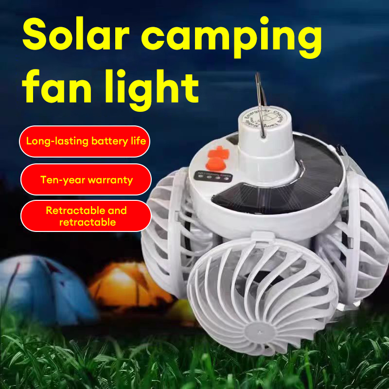 Solar Powered Ceiling Fan light Rechargeable Electric Fan Camping Fan ...