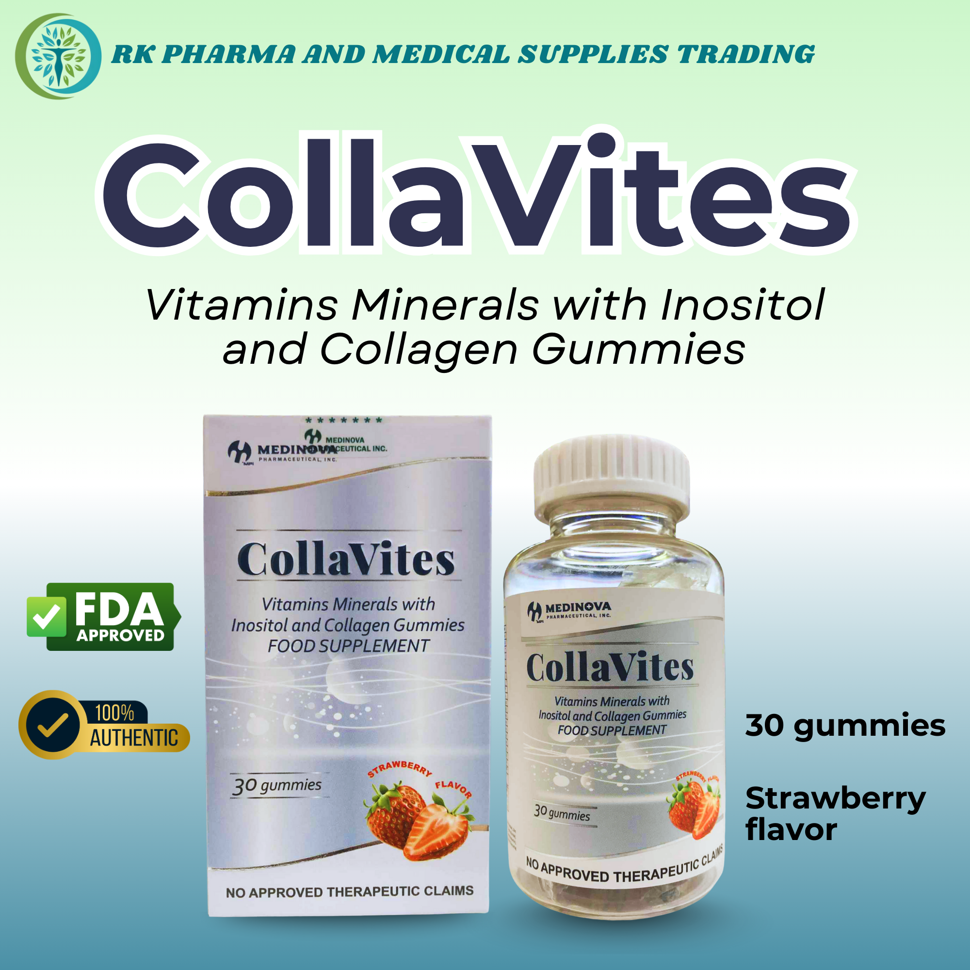 CollaVites Inositol + Collagen FDA Approved 30 Gummies [Authentic ...