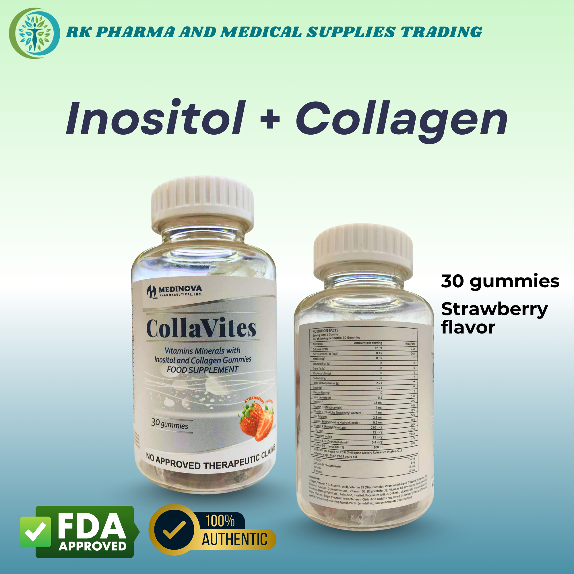 CollaVites Inositol + Collagen FDA Approved 30 Gummies [Authentic ...