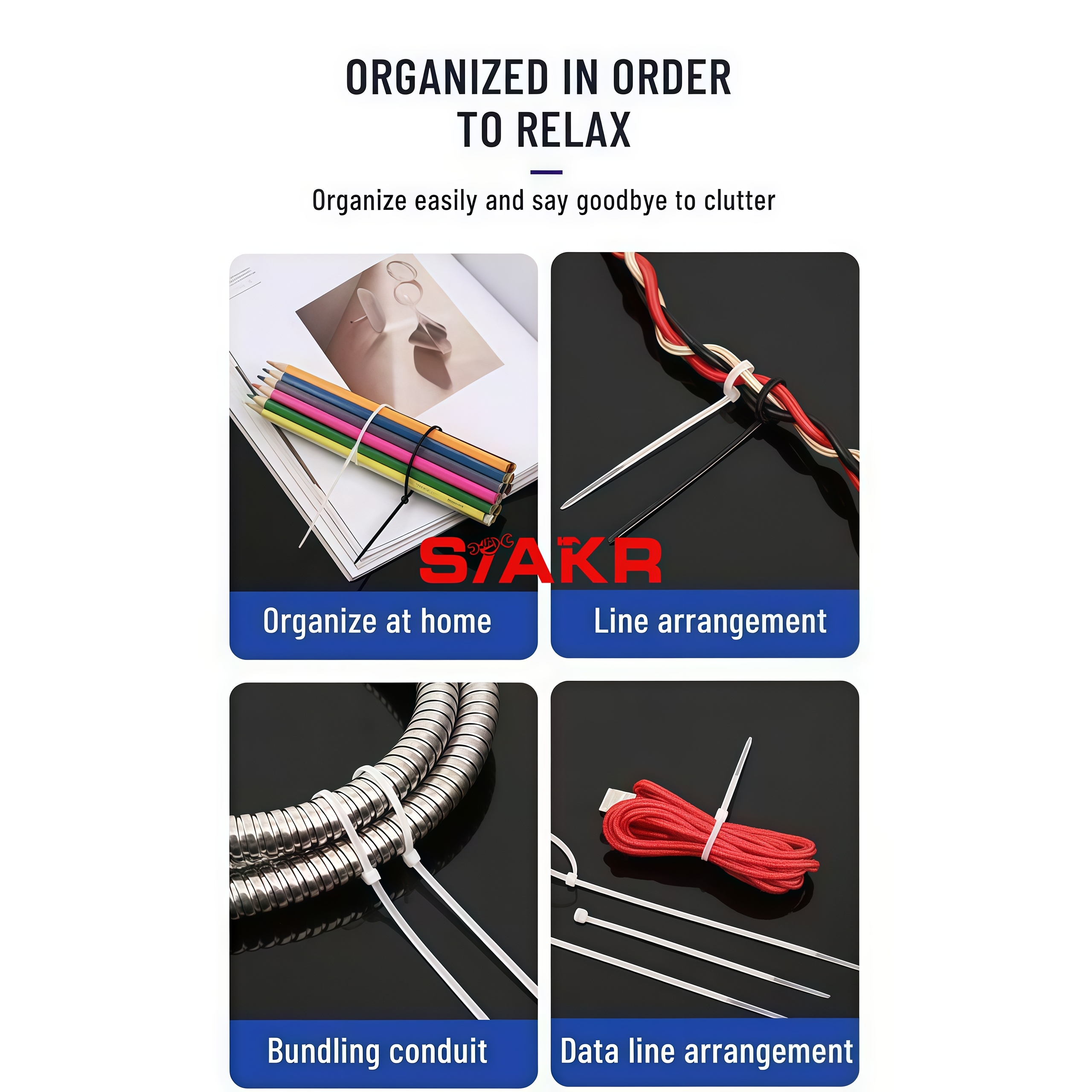 500pcs Multipurpose Nylon Cable Tie Self Locking Zip Ties Cable Strap ...