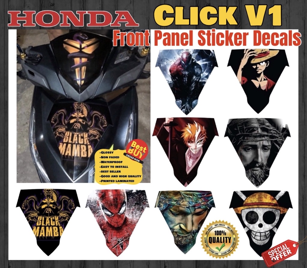 HONDA CLICK V1 FRONT PANEL COVER STICKER DECALS PRINTED LAMINATED in ...