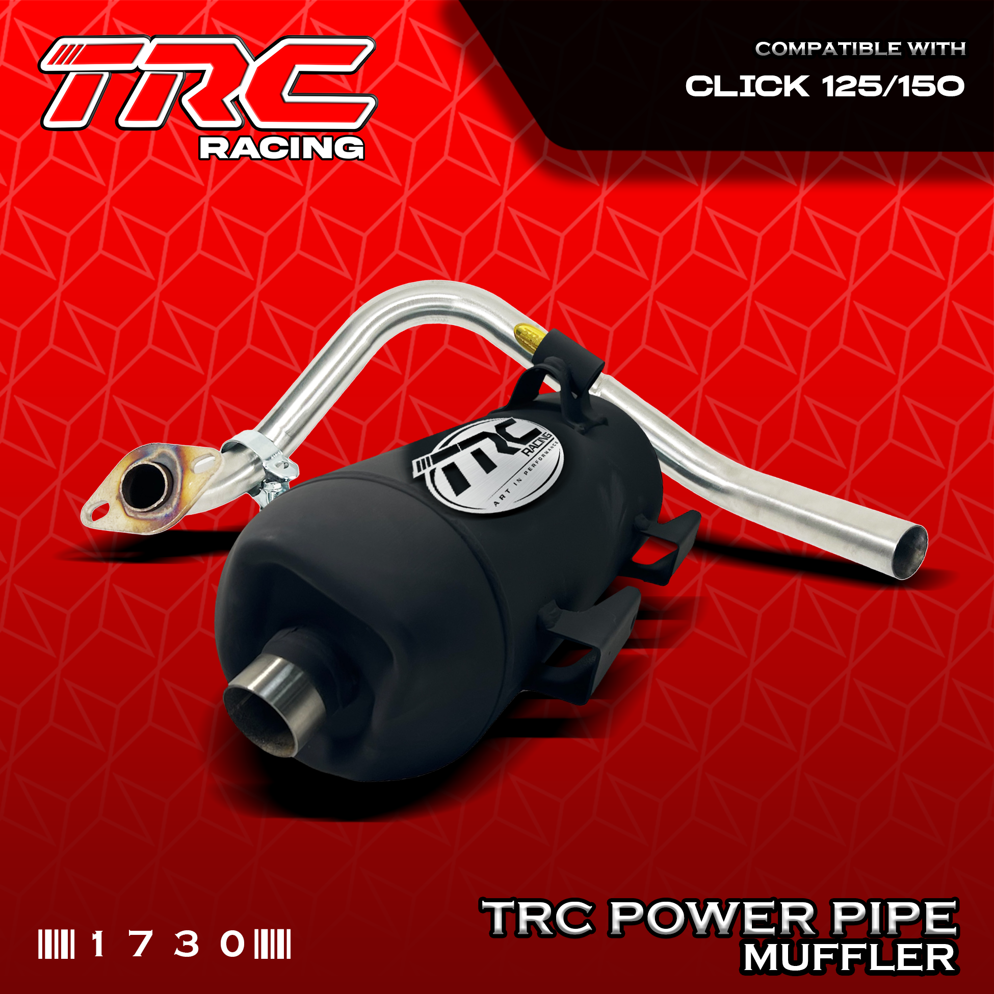 TRC Racing Power Pipe Honda Click v2 125 150 Muffler Exhaust 1730 ...