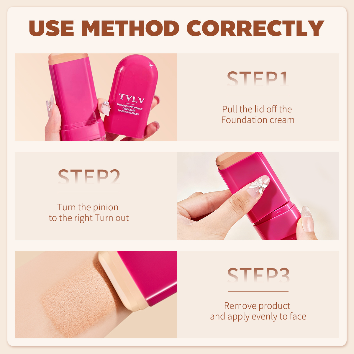 TVLV new double-ended concealer foundation stick: waterproof ...