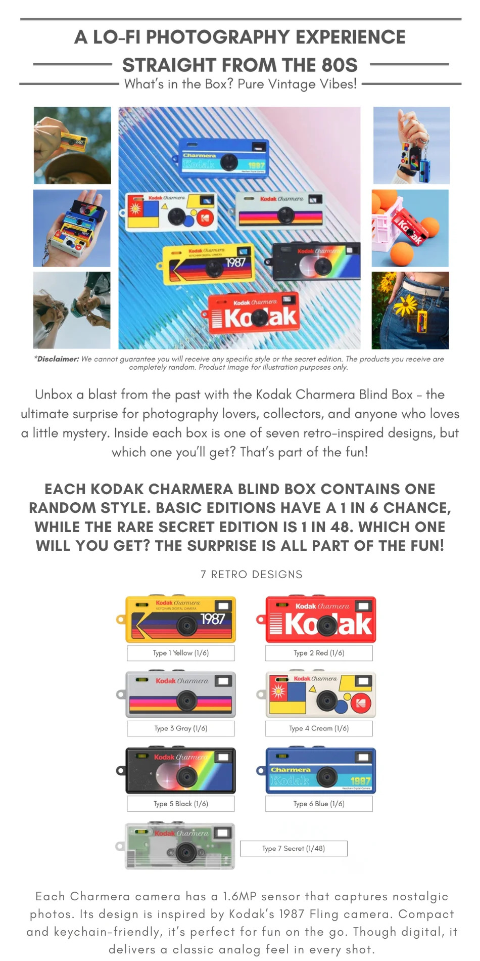 Kodak Charmera Key Chain Digital Camera Blind Box Single Box | Shopee ...