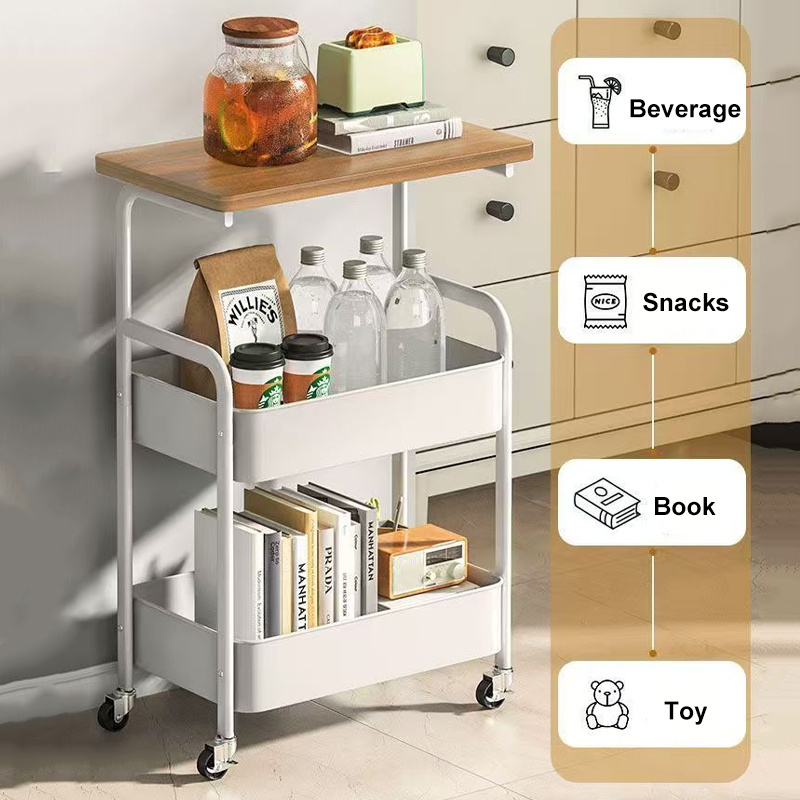 Rules Metal Trolley Cart Organizer 3-Tier Moving Rack Organizer Utility ...