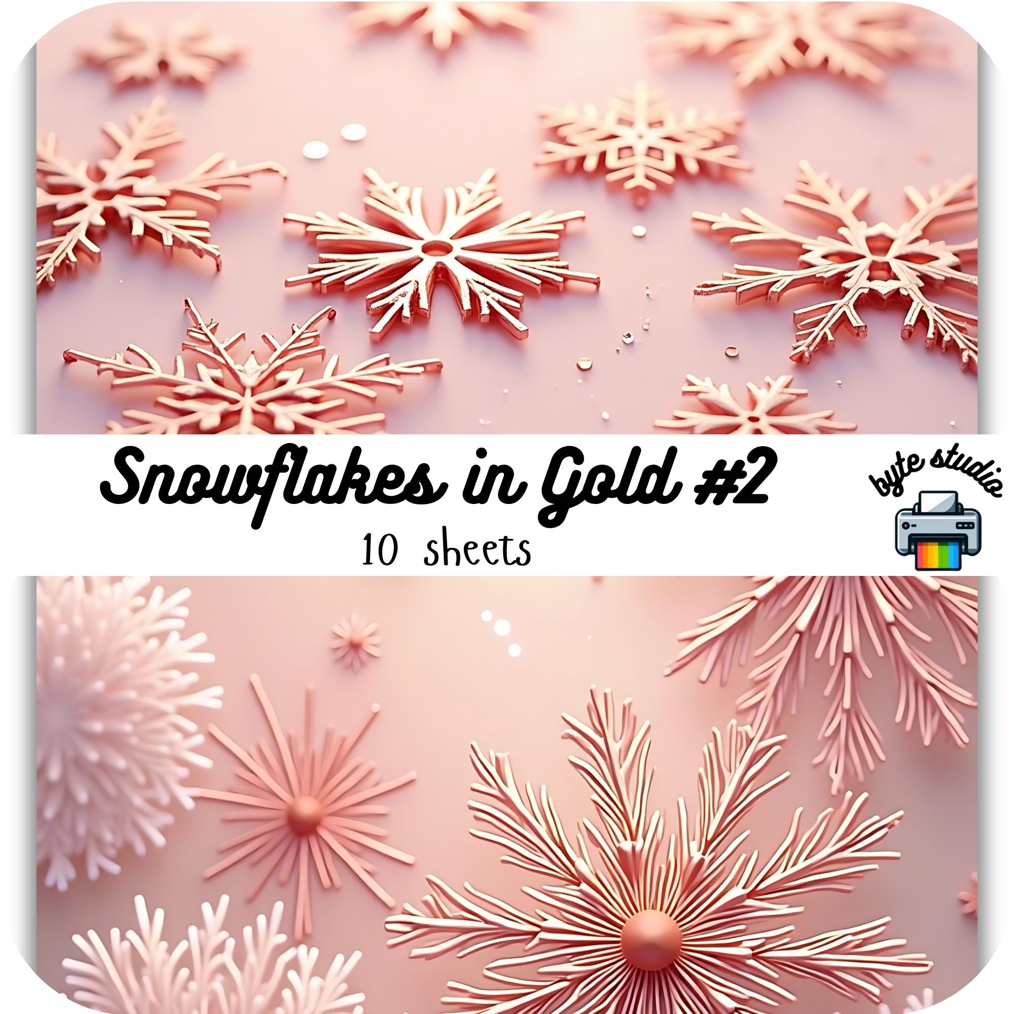 10 Sheets Snowflakes in Gold #2 by byte studio | Premium Paper Craft ...