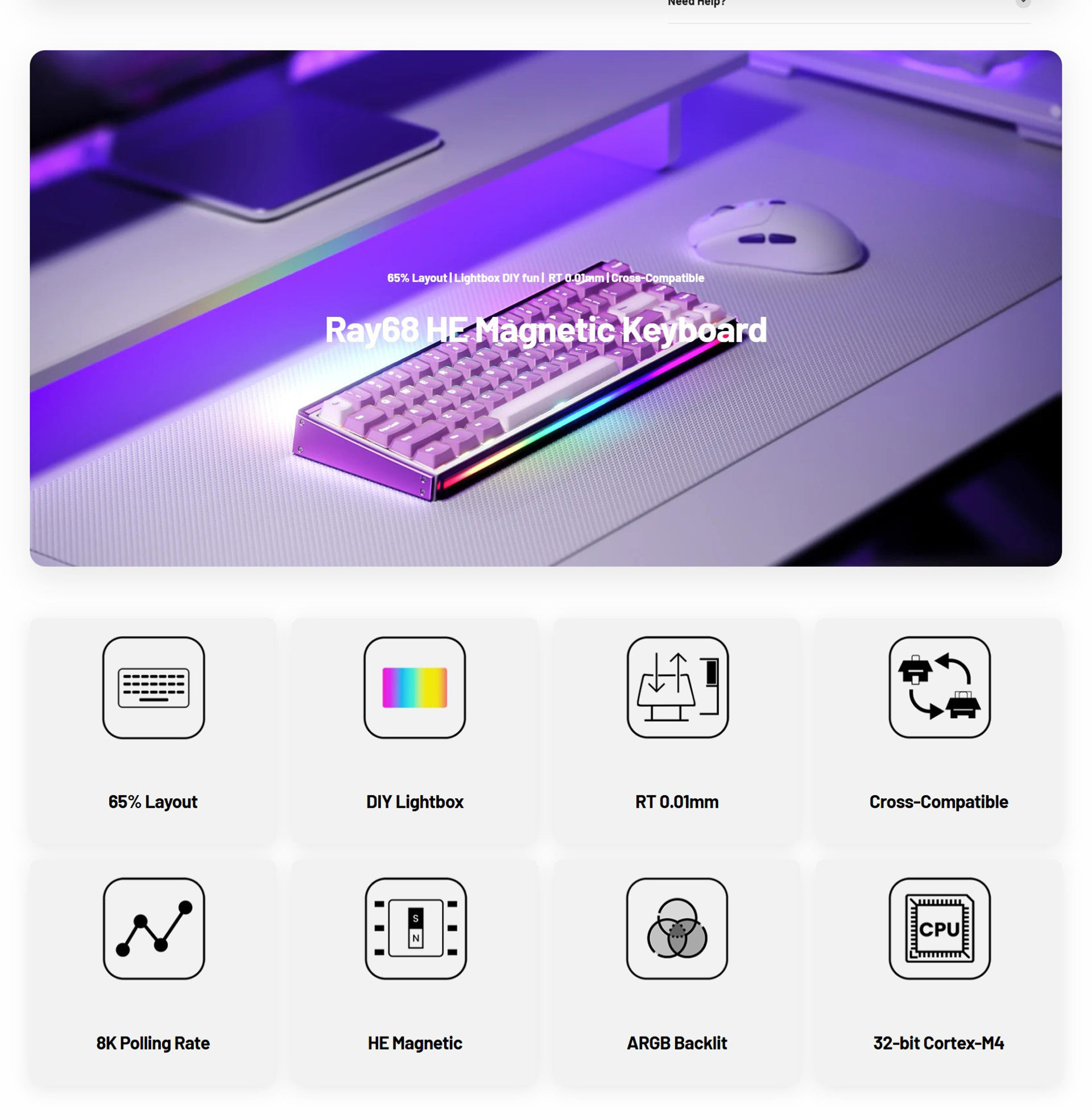 Akko Ray68 RGB Wired Mechanical Keyboard (Misty Pink & White) (Akko ...