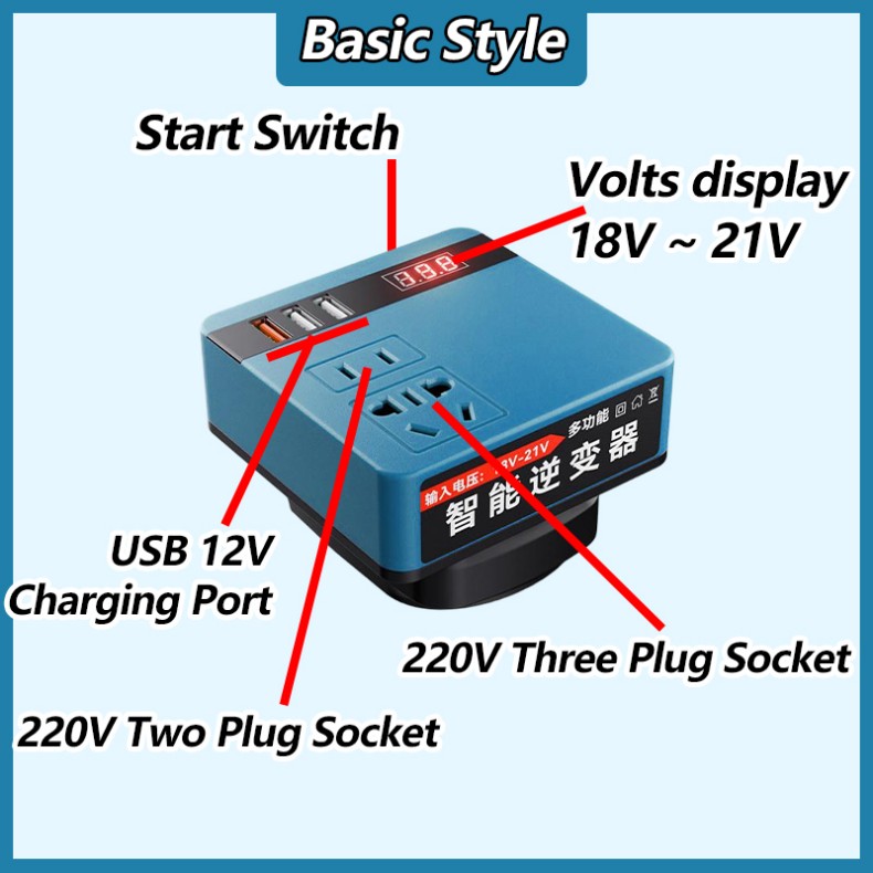 120W Portable Mini Intelligent Inverter 21V Lithium Battery Power ...