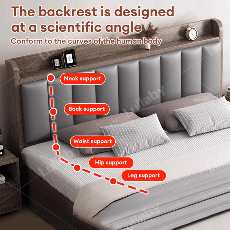 【Solid Wood】47-70 INCH Bed Frame Queen Size Family Double Bed 2M Long ...