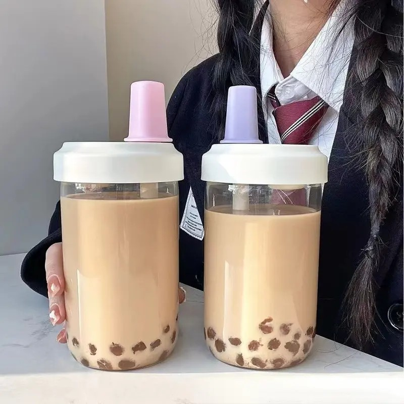 LYX 500ml Car water cup Water Bottle Plastic cup with straw Bubble tea ...