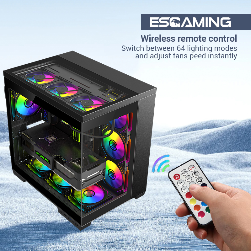 Esgaming 3in1 ARGB Case Fan 120mm CPU Fan 6PIN PWM Infinite Mirror ...