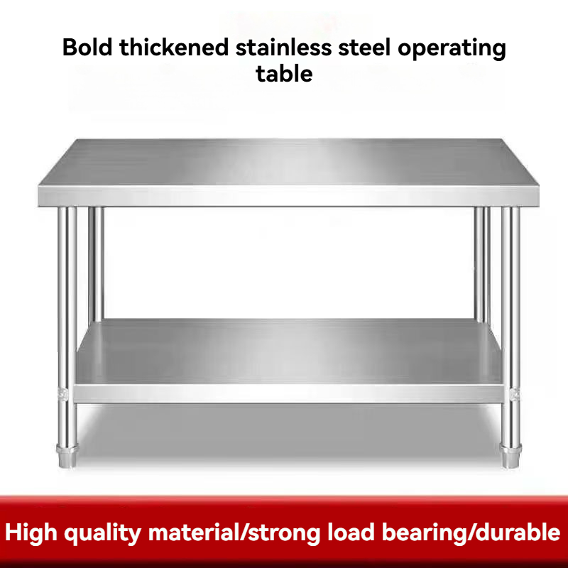 304 stainless steel workbench thicken table double layer 60-150 cm ...