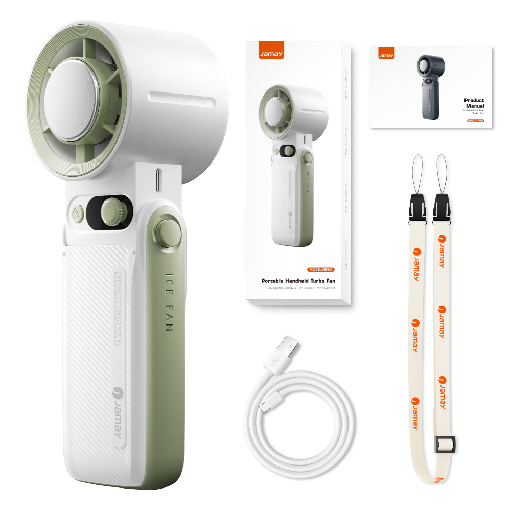 Jamay F5PRO Turbo Mini Fan Rechargeable 8000mAh AC Cooling Handheld ...
