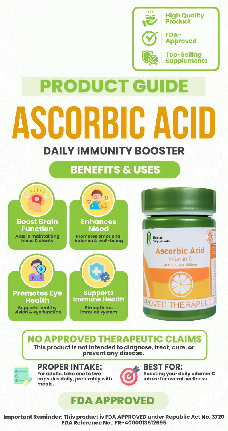 Ascorbic Acid – 500mg | 60 Capsules – Supports Immune Health, Skin ...