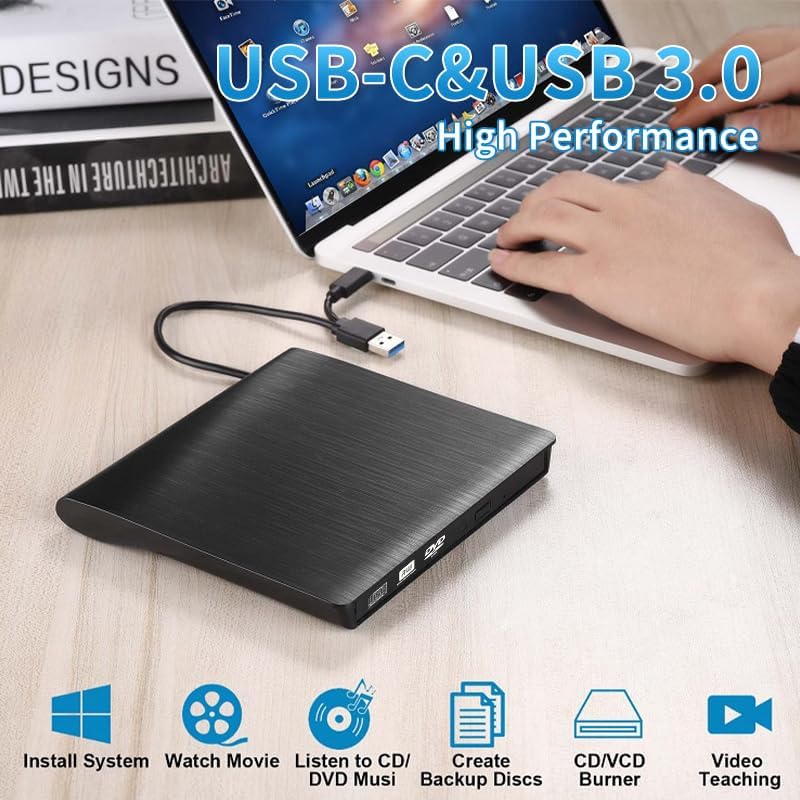 External DVD Optical Drive USB 3.0 CD DVD ROM CD RW Player Reader ...
