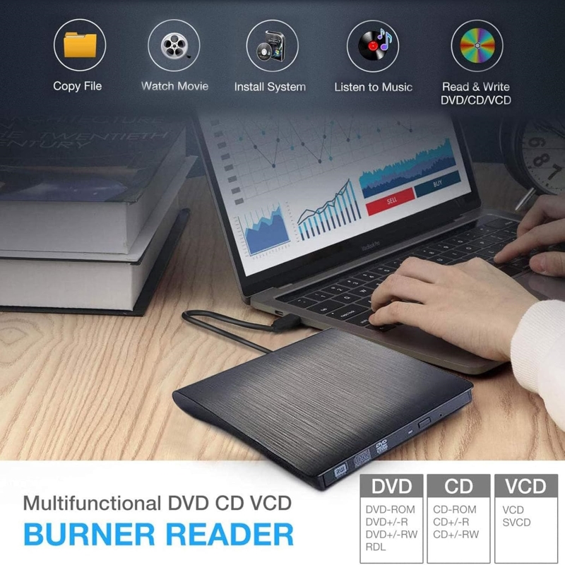 External DVD Optical Drive USB 3.0 CD DVD ROM CD RW Player Reader ...