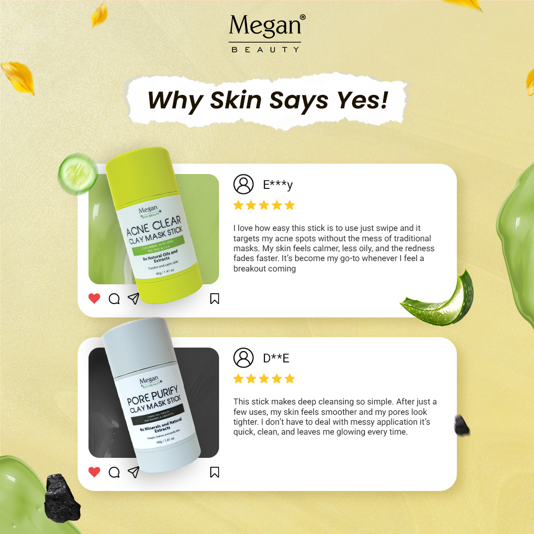 Megan Skin Solution Clay Mask Stick Duo 40g – Pore Purifying & Acne ...