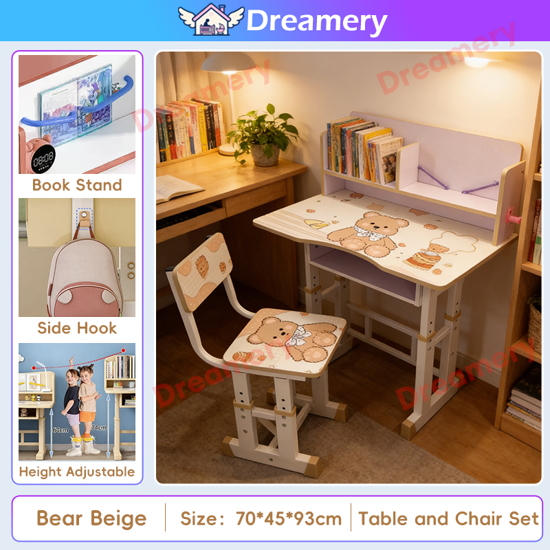 Study Table For Kids Adjustable Height With Chair and Reading Stand ...