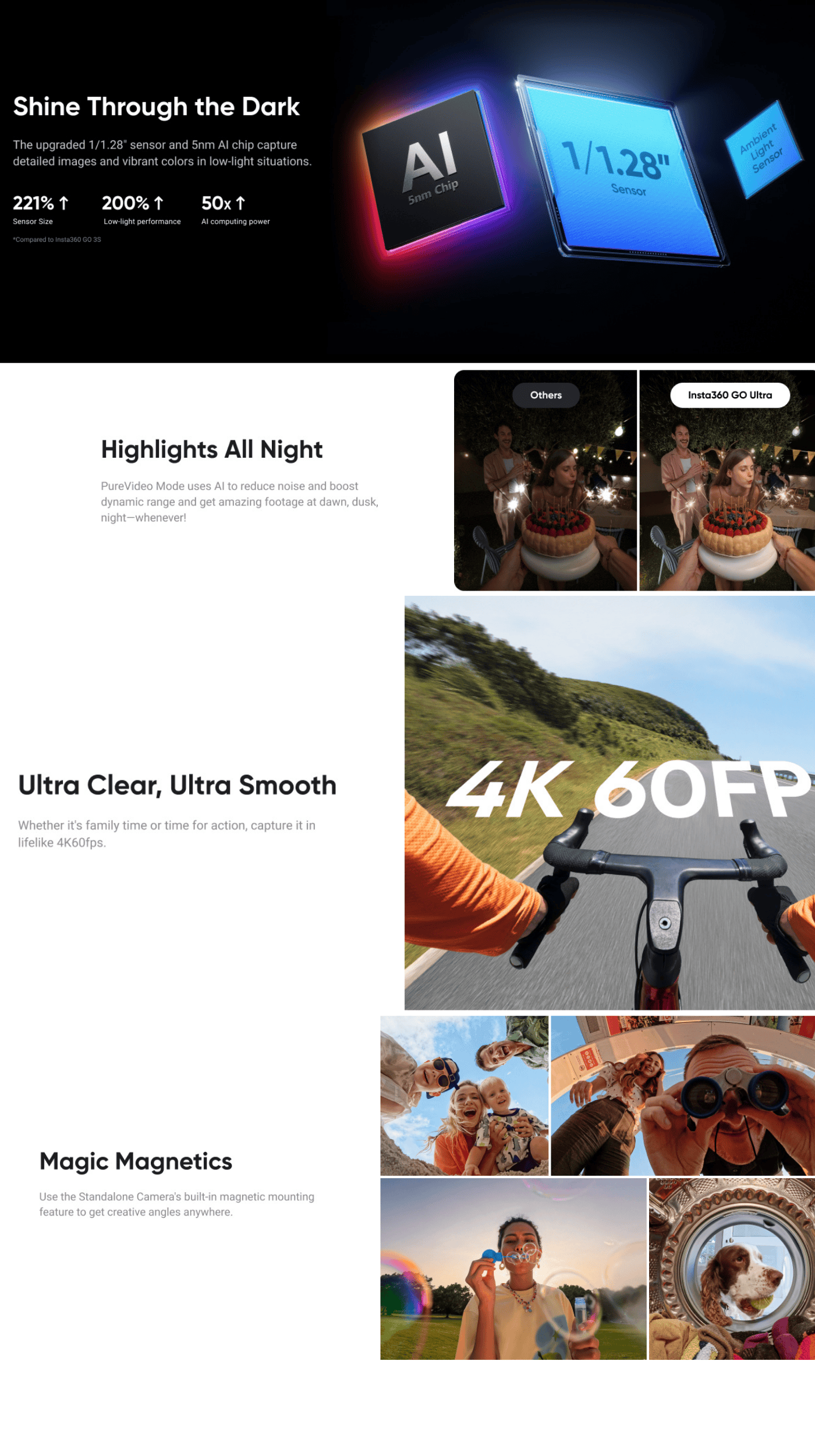 Insta360 GO Ultra Standard/Creator Kit 4K Action Camera IPX8 Max 10m ...