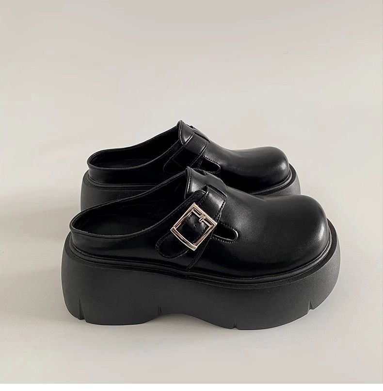 Vintage British Style Le Fu Baotou Slippers with Thick Sole Vrsatile ...