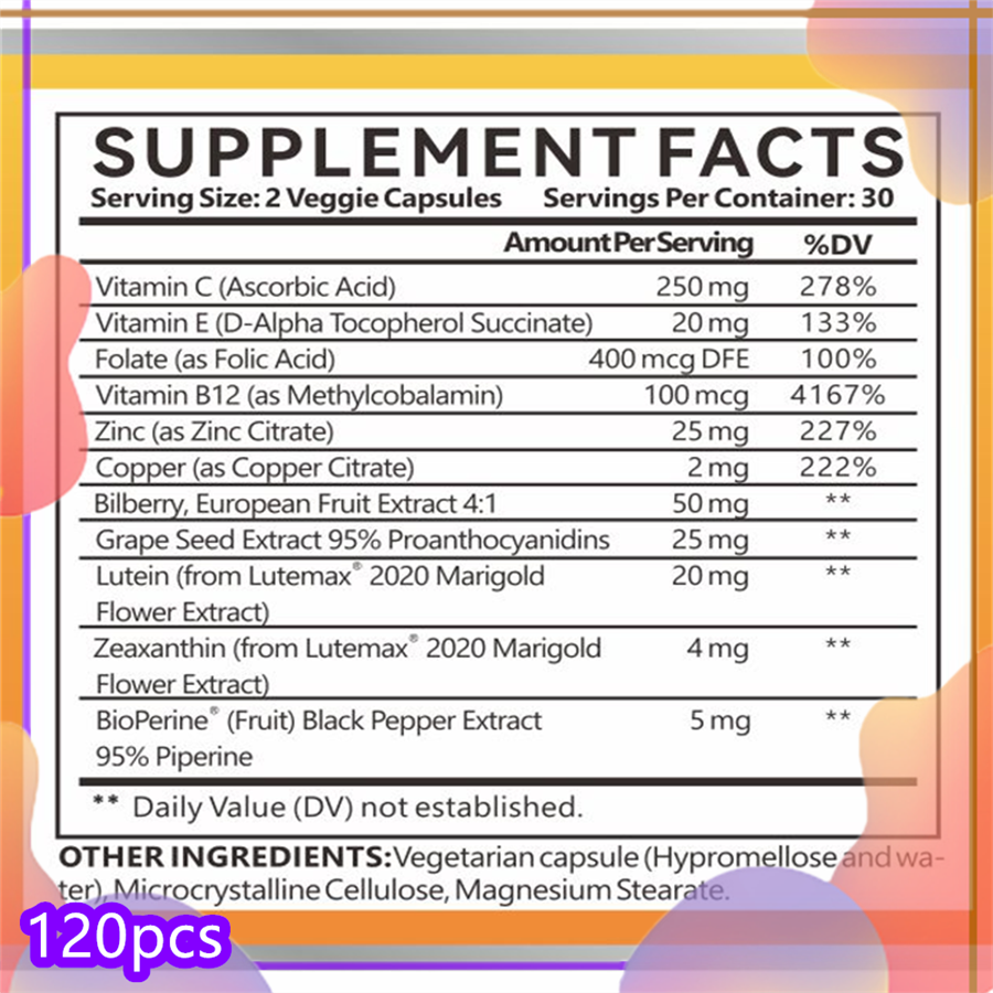120pcs Lutein and Zeaxanthin Naturals Eye Health 120 Capsules Enhance ...