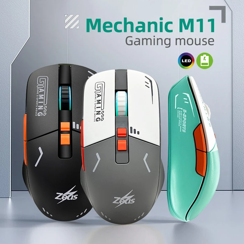 Zeus M-11 Mechanical Feel Wireless Mouse 2.4G Meka Style Rechargeable ...