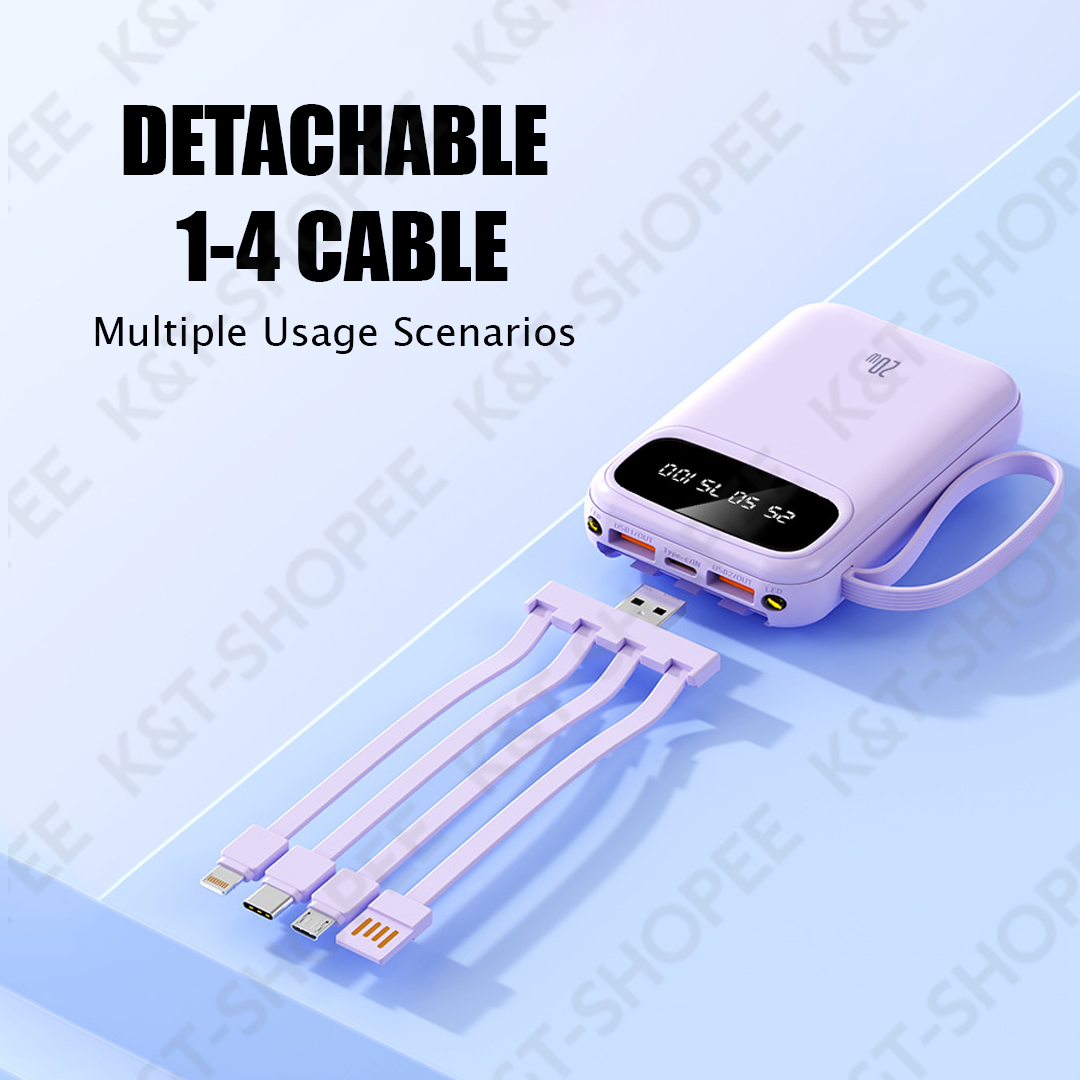 KJ-714 KC88 Portable Slim Powerbank 20w Fast Charging Built-in Cable ...