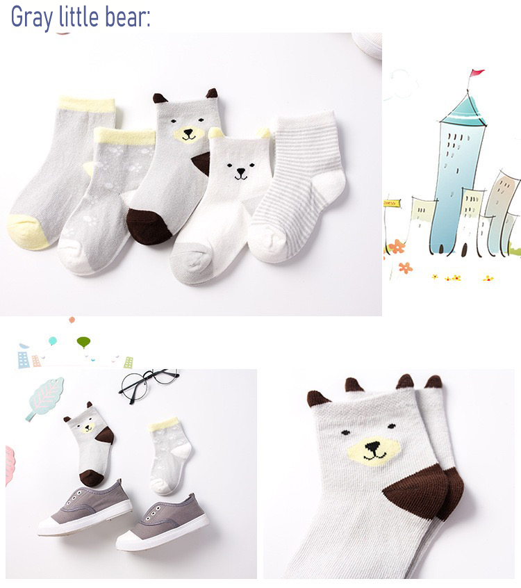 5 Pairs/Set Cute Soft Infant Kids Cotton Baby Socks Newborn 0-3 Years ...