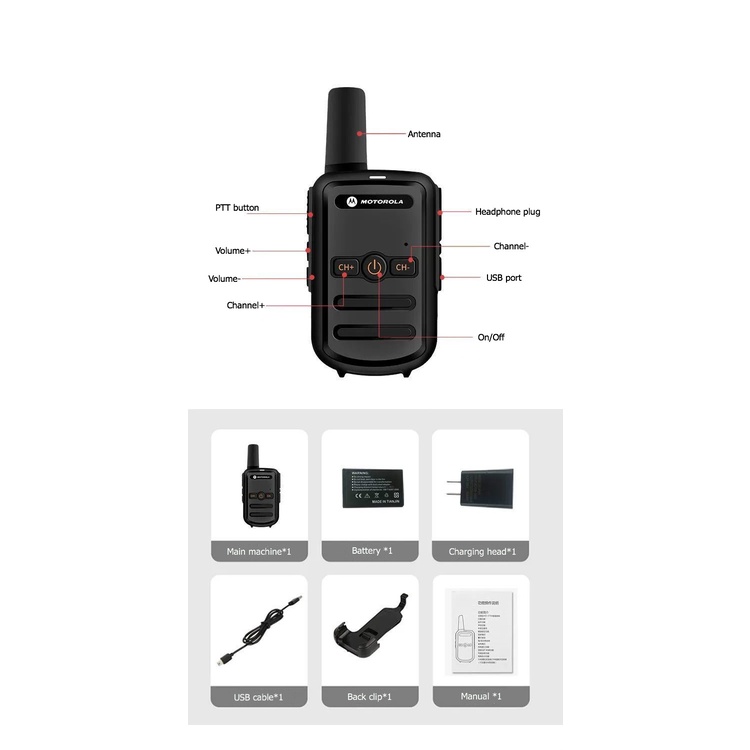 Motorola C51 Mini Two Way Radio Walkie Talkie Long Range 1-5 KM Outdoor ...
