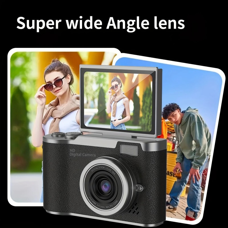 Digital Camera 4K HD Selfie Flip screen 180° Built-in Flash 30X Zoom ...