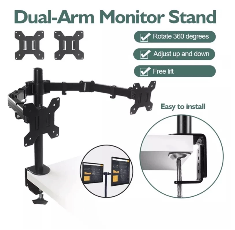 MMA BW-02 Dual Arm Monitor Stand Monitor Mount Adjustable With C Clamp ...