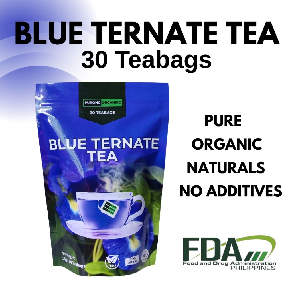 BLUE TERNATE TEA 30 TEABAGS/ALL NATURALS AND ORGANIC/FDA APPROVED/BY ...