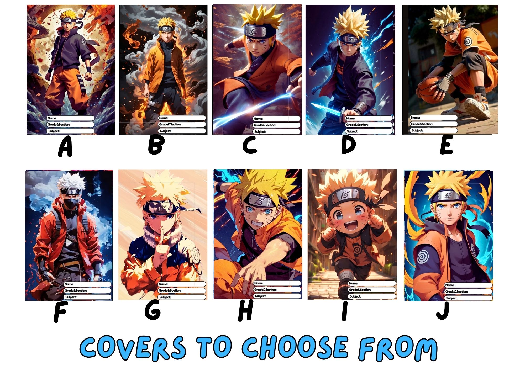 NARUTO A5 NOTEBOOK (5.8" X 8.3") – LAMINATED COVER, NO PLASTIC COVER ...