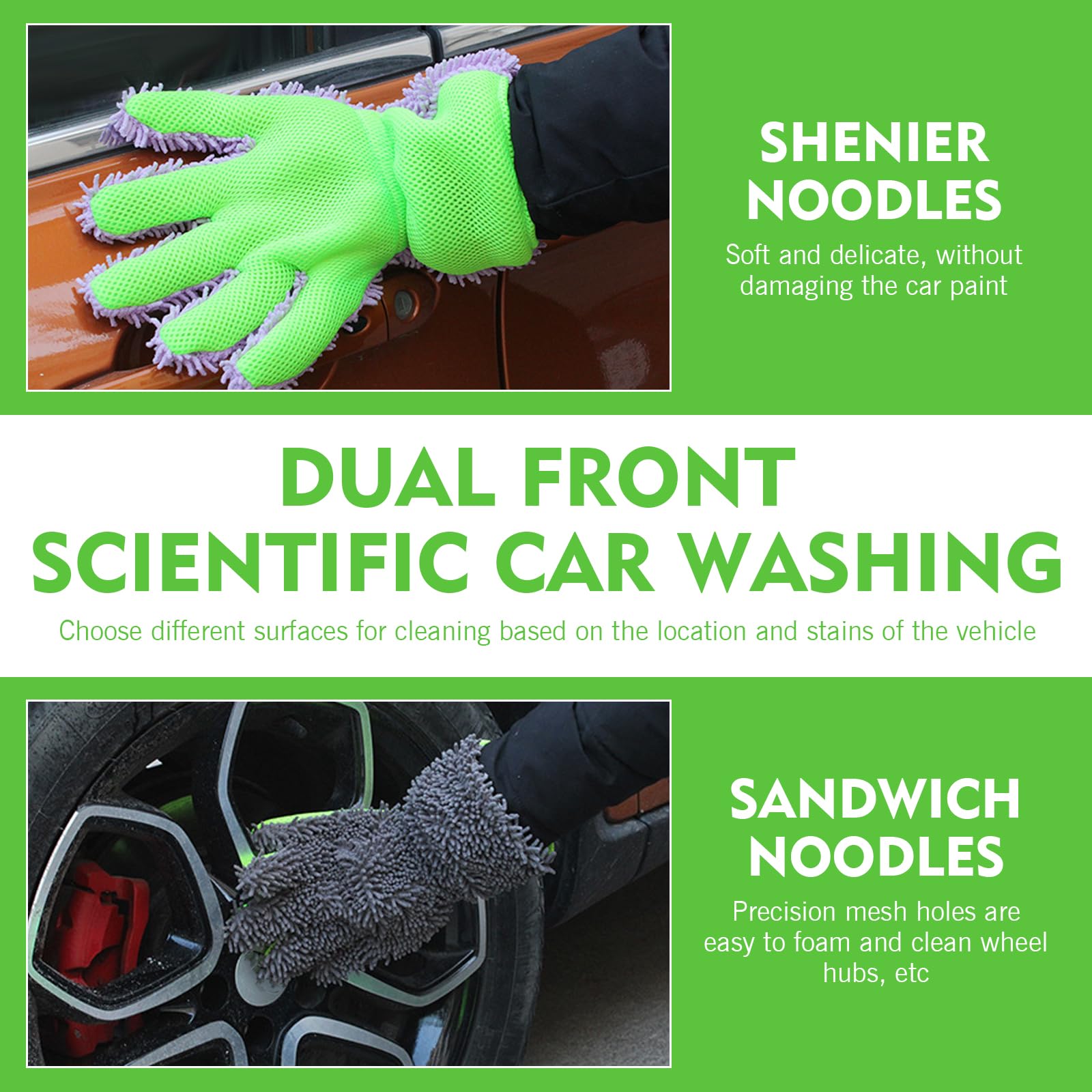 Multi functional car washing gloves with thickened fiber and scratch ...