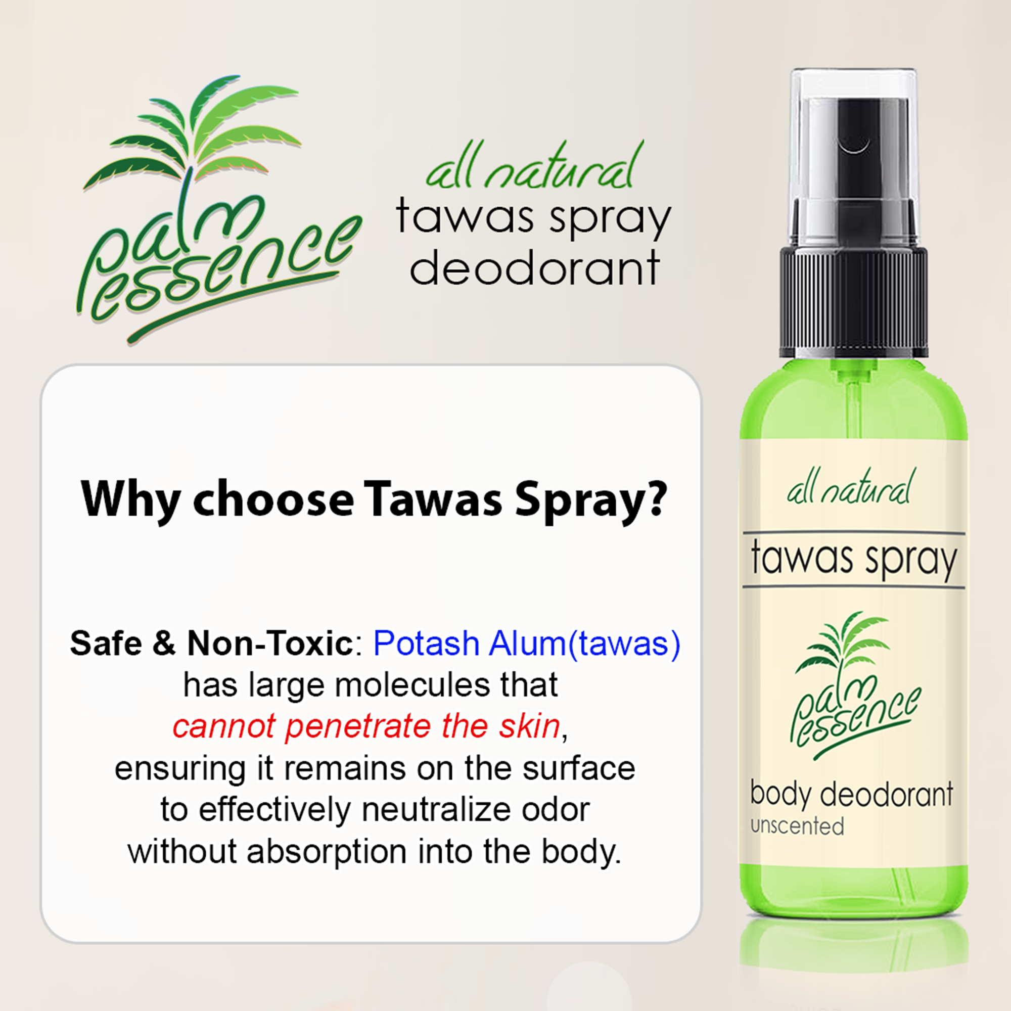 𝐀𝐥𝐥 𝐍𝐚𝐭𝐮𝐫𝐚𝐥 Tawas Spray Deodorant by Palm Essence - Kilikili Underarm ...