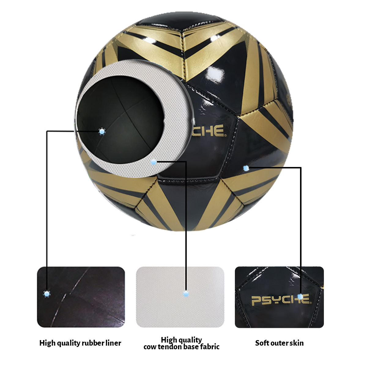 Psyche Soccer Ball Leather Football Official Size 5 Classic Outdoor ...