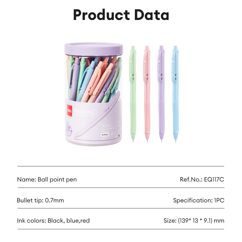 Deli New Ballpen 0.7mm Press Medium Oil Pen Mini Tip EQ117C 1Pc ...