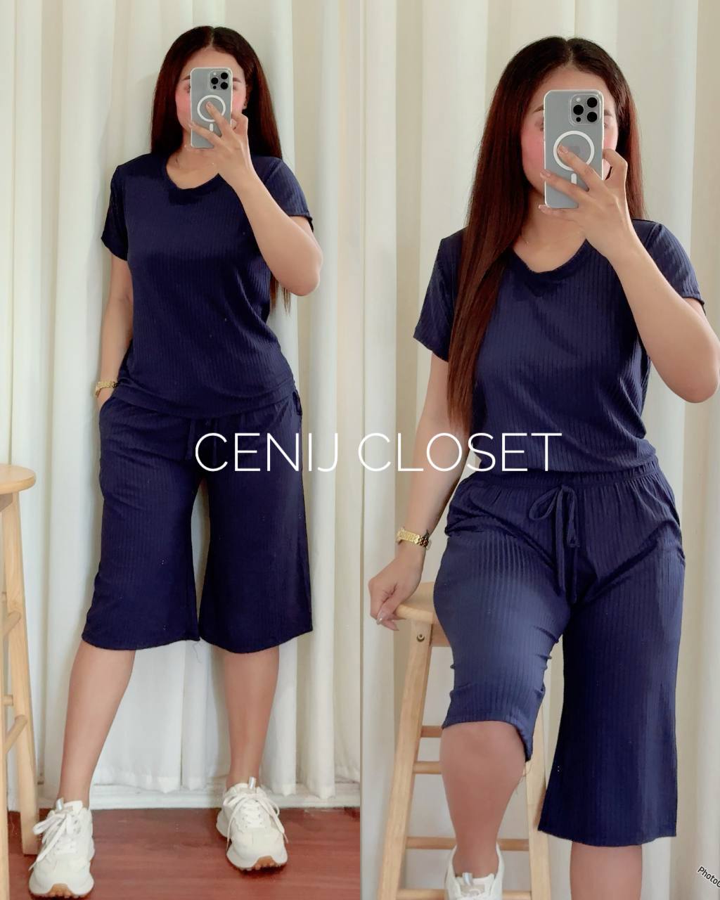 Plain Blouse and Tokong Terno Sets Casual Cotton Knitted Fabric ...